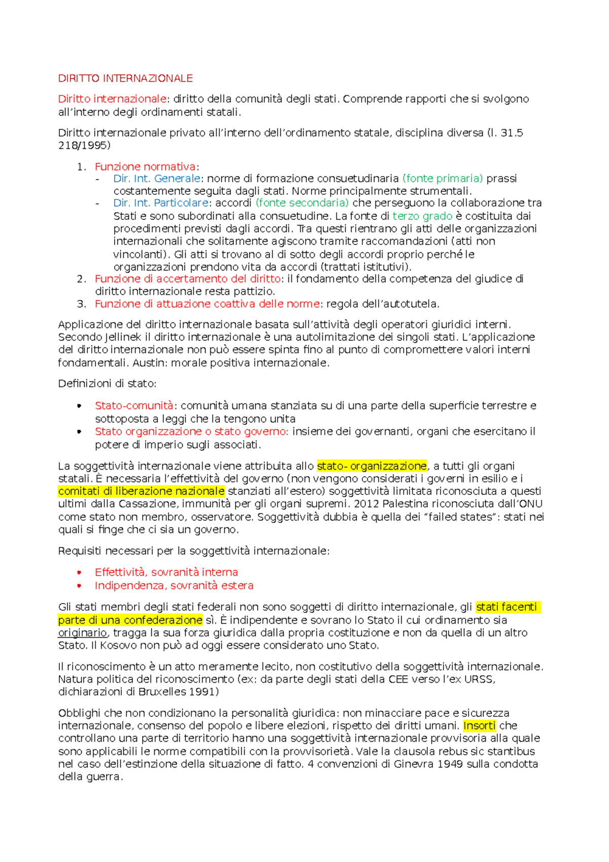 Riassunto per Diritto-internazionale - DIRITTO INTERNAZIONALE Diritto ...