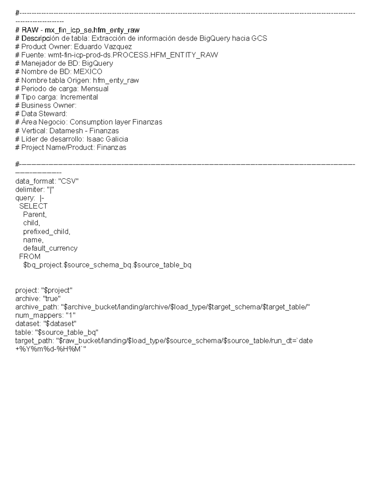 Asignamientos de codigos - #- RAW - mx_fin_icp_se_enty_raw Descripción ...