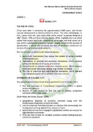 Contemporary world lesson 5 - Studocu