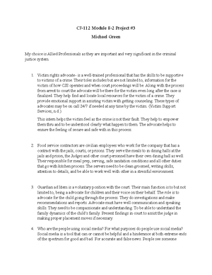 CJ 112 Module 7-1 - assignment - Module 7-1 Journal: Choose a career from the three components ...