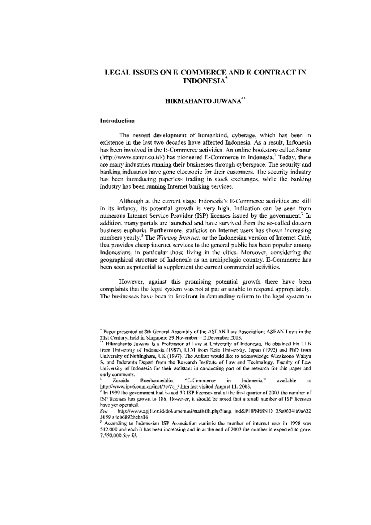 Legal Issues ON E- Commerce AND E- Contract IN - International Business ...