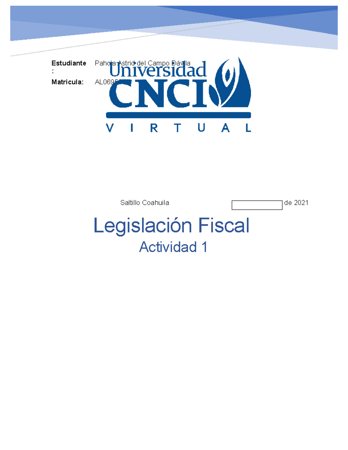 Actividad 1 Legislación fiscal actividad 1 - Profesor: Manuel Treviño ...