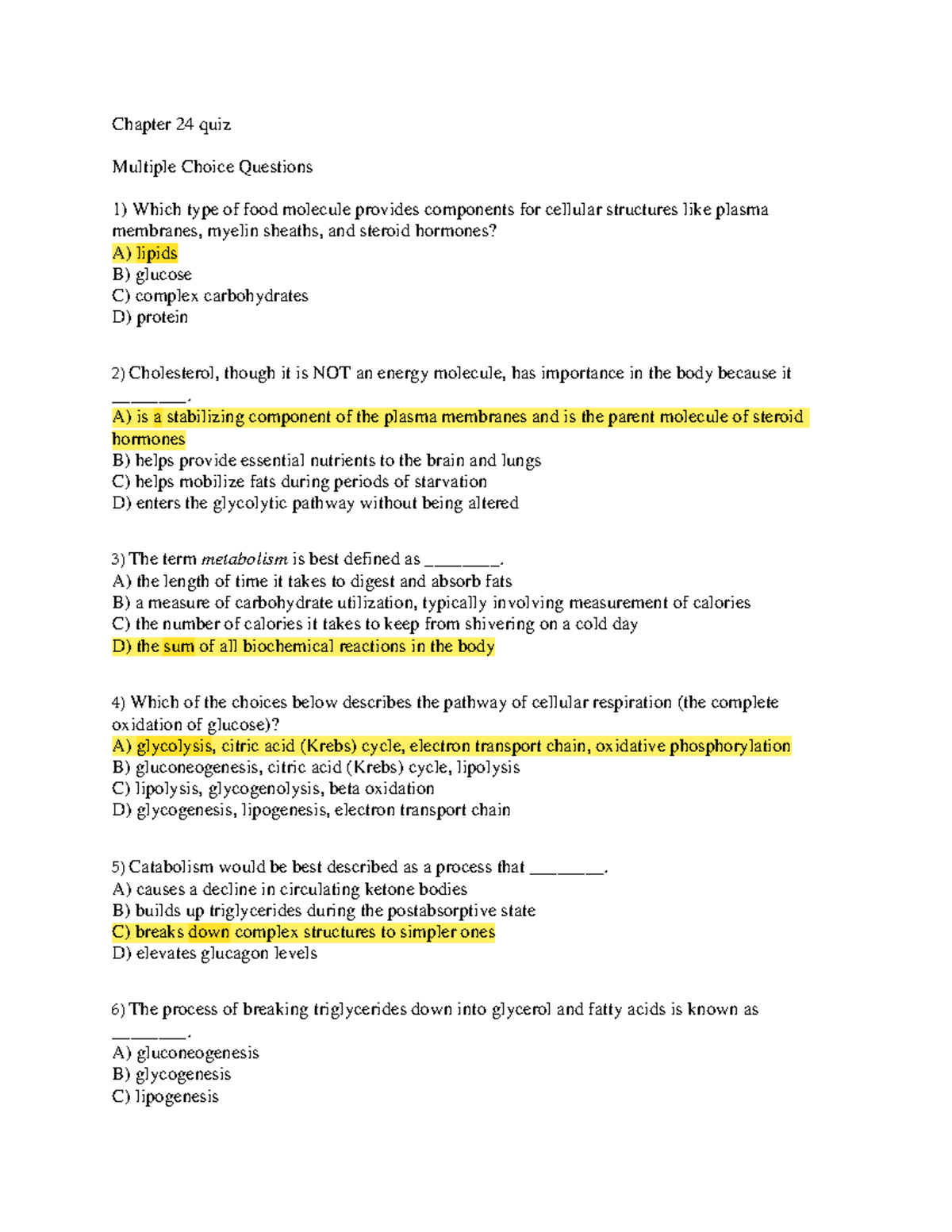Chapter 24 quiz - Professor is Gupte - Chapter 24 quiz Multiple Choice ...