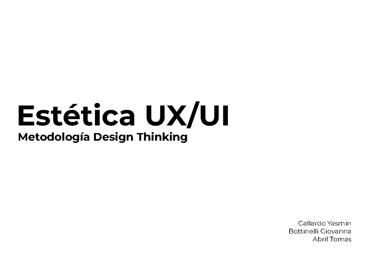 UX UI - Estética UX/UI Metodología Design Thinking Gallardo Yasmin ...