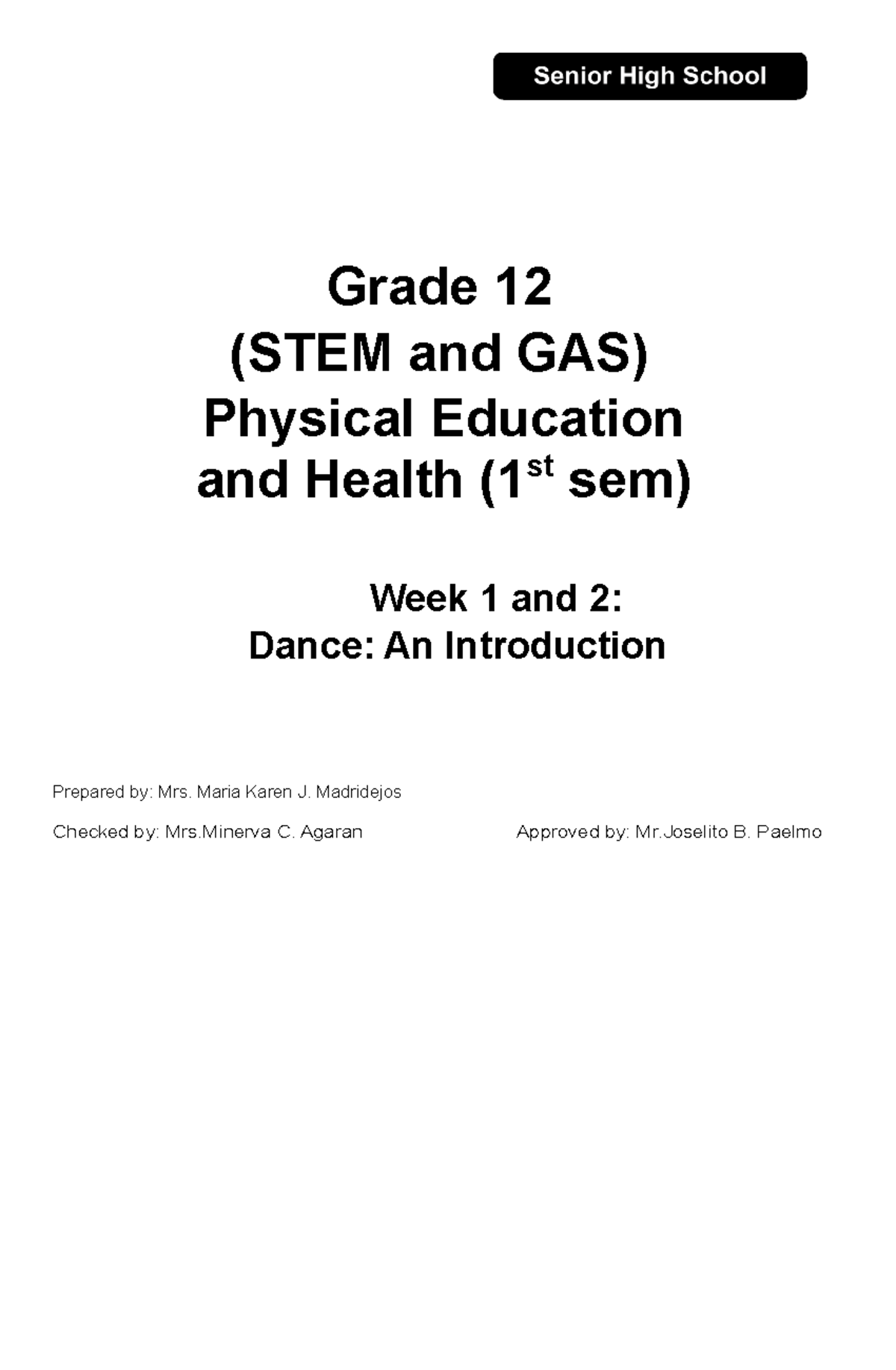 Pe 12 week1and2 - Lecture notes 1-2 - Grade 12 (STEM and GAS) Physical ...