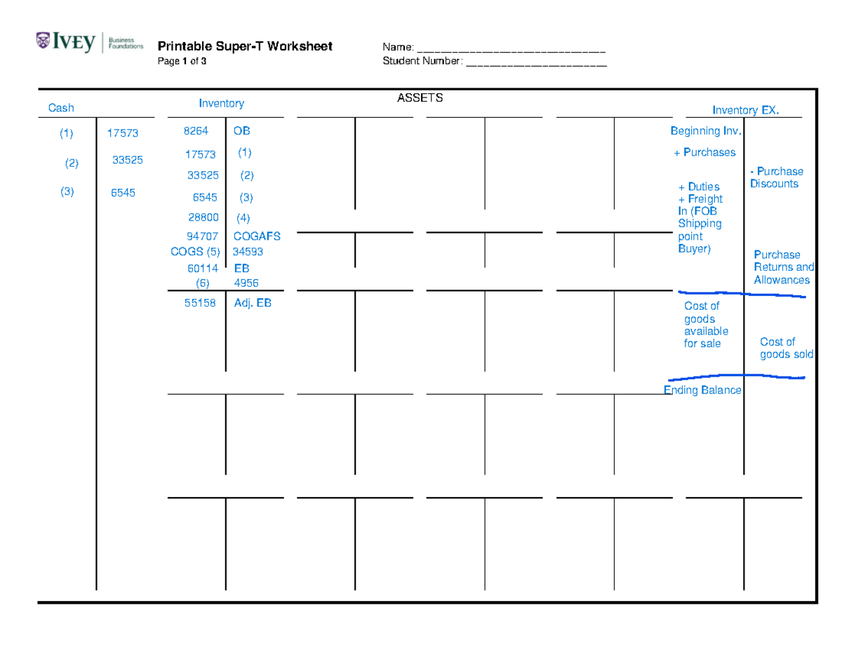 Super T - Case 5 - 2257 - Printable Super-T Worksheet Name