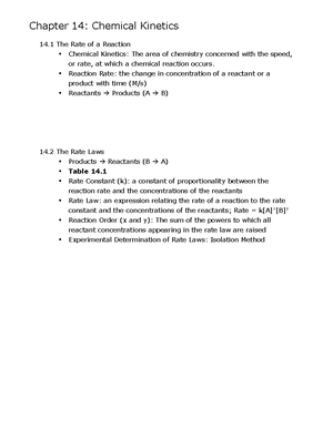 General Chemistry II Chapter 15 Study Guide - explosion) or slow (ex ...