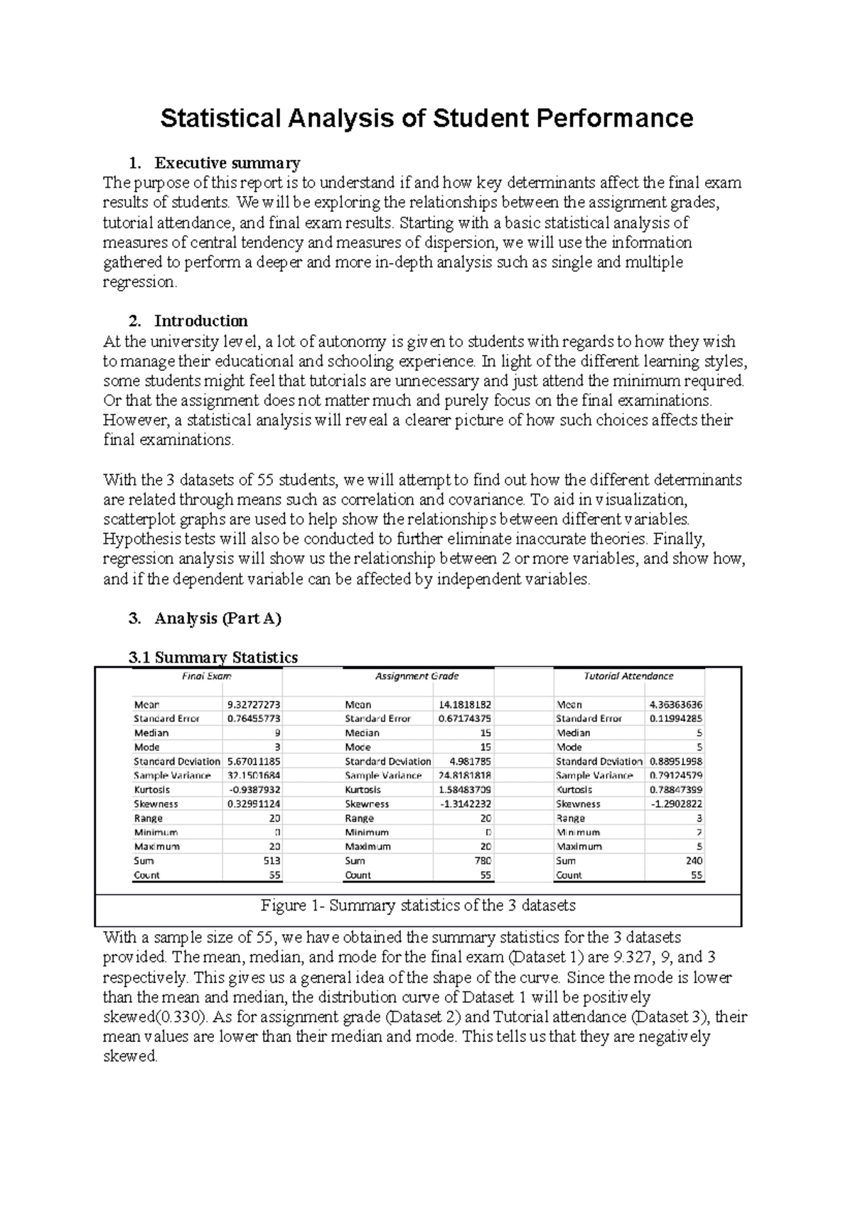Bstats assignment - Statistical Analysis of Student Performance ...