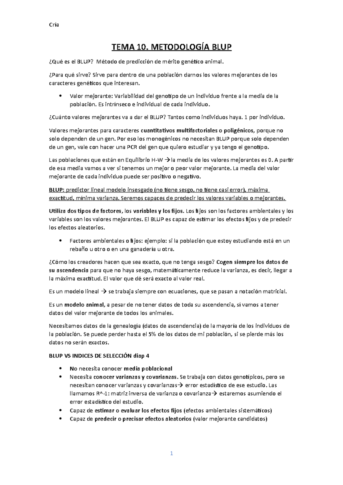 TEMA 10 Metodología DEL BLUP - TEMA 10. METODOLOGÍA BLUP ¿Qué es el ...