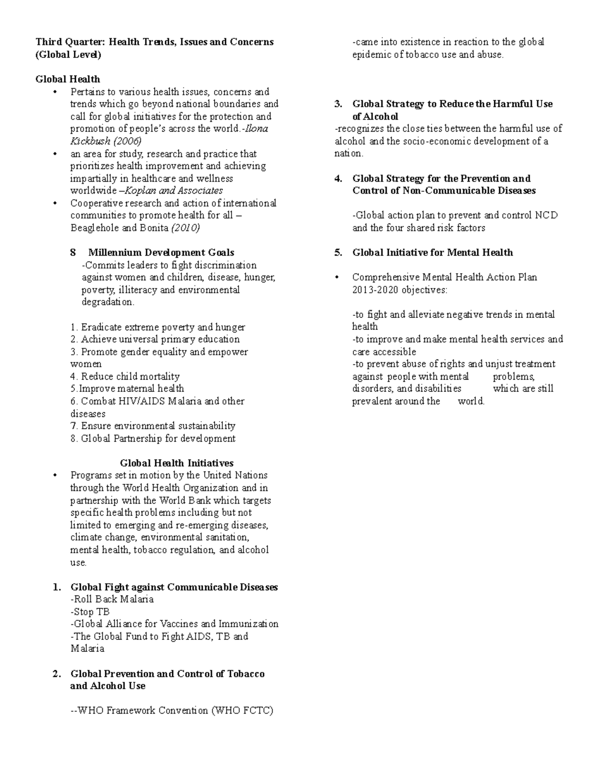 Third Quarter Lecture Health - Third Quarter: Health Trends, Issues and ...