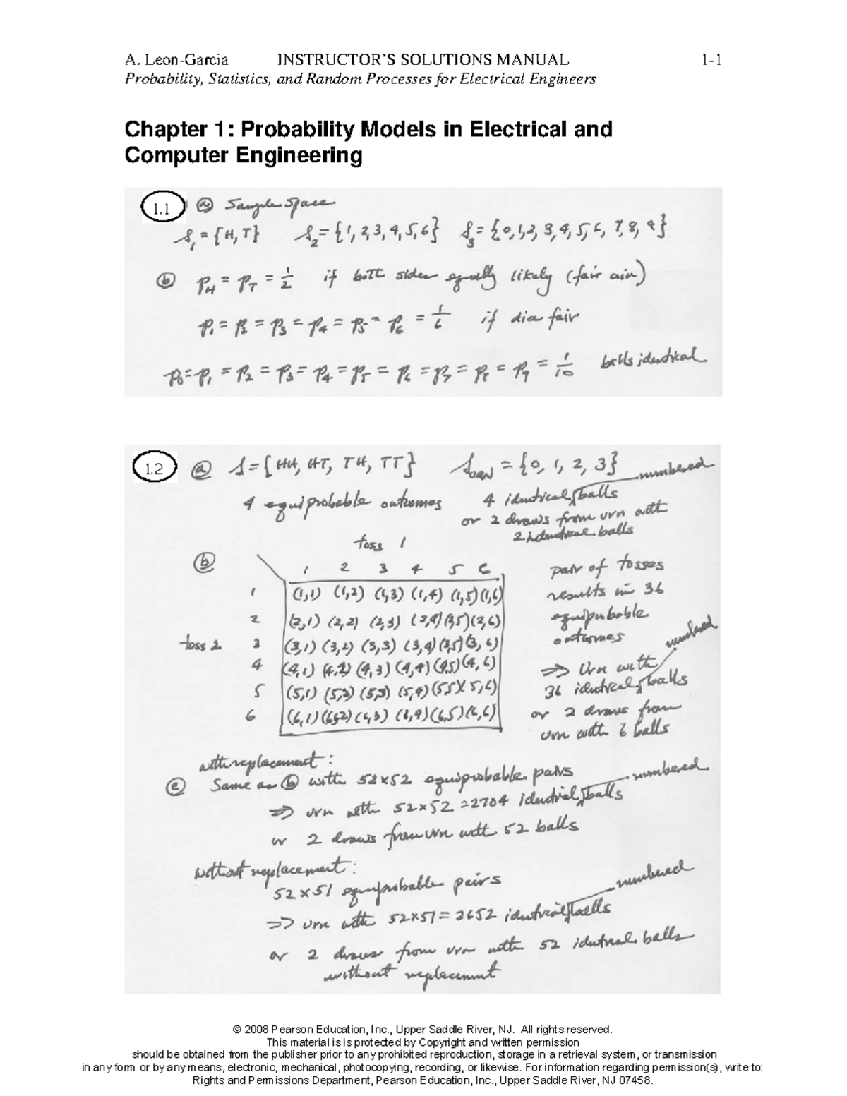 1장 연습문제 solution - Probability, Statistics, and Random Processes for ...