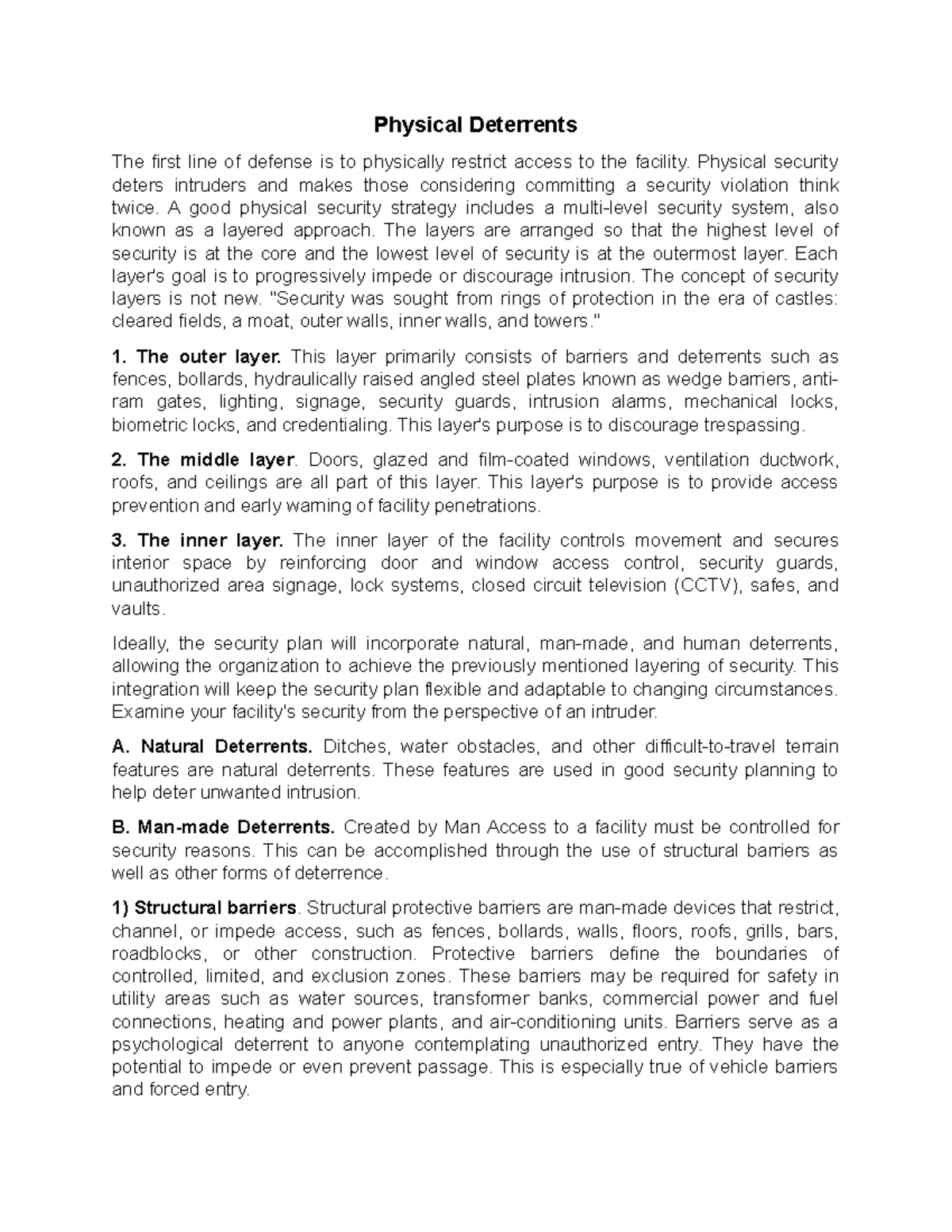 Lesson 8-3 Physical Deterrents - Physical Deterrents The first line of ...