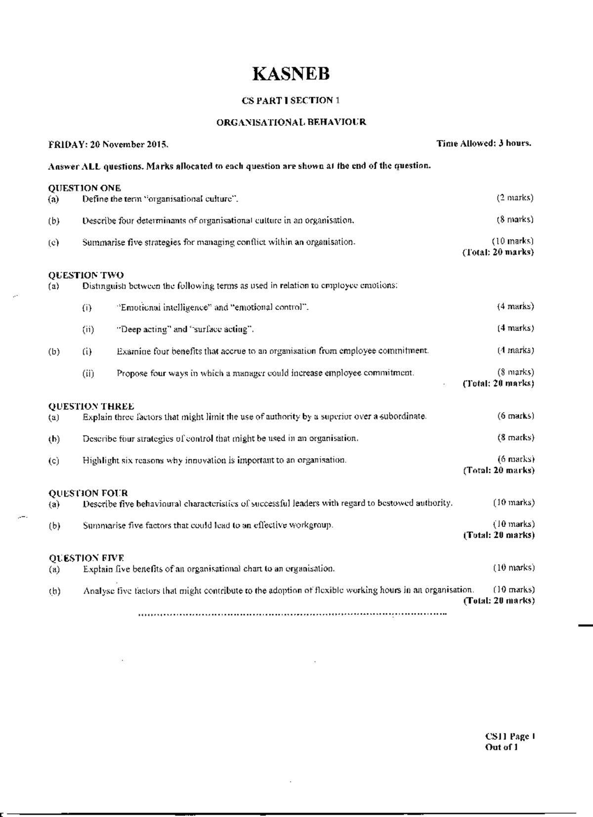 CS11 Organisational Behaviour - Bachelor of commerce - Studocu