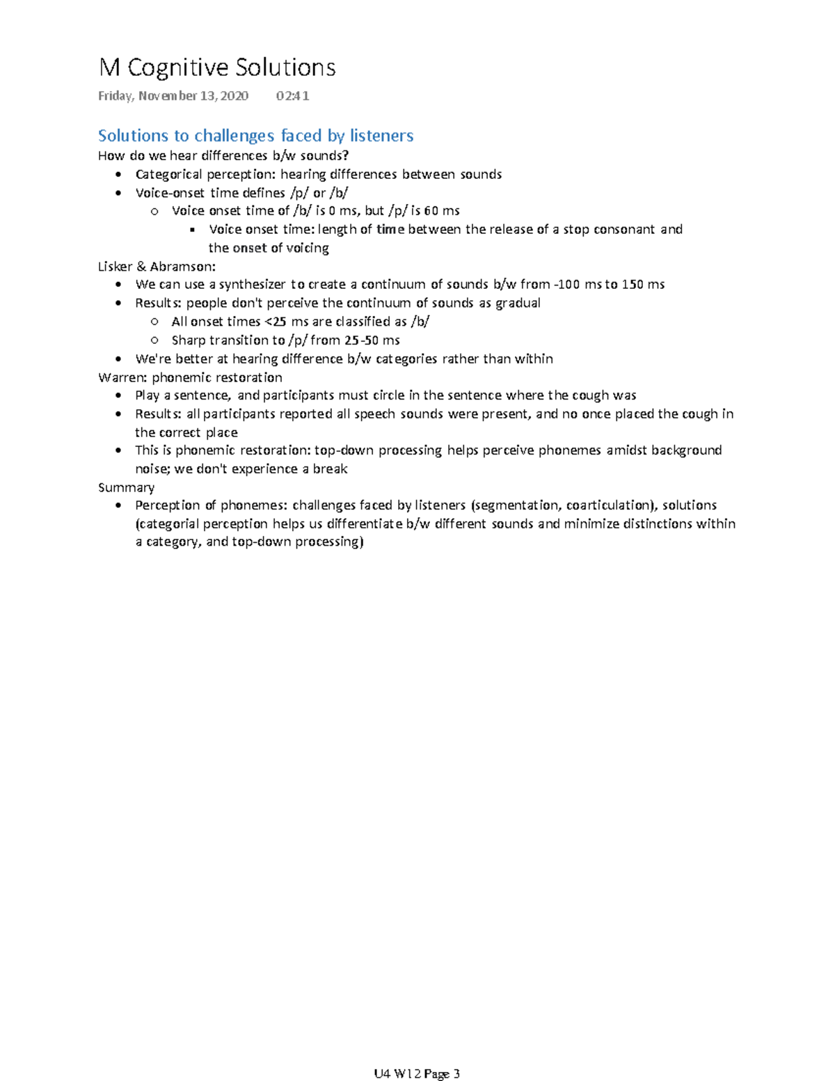 Unit 4 Cognitive Solutions to Language - Solutions to challenges faced ...