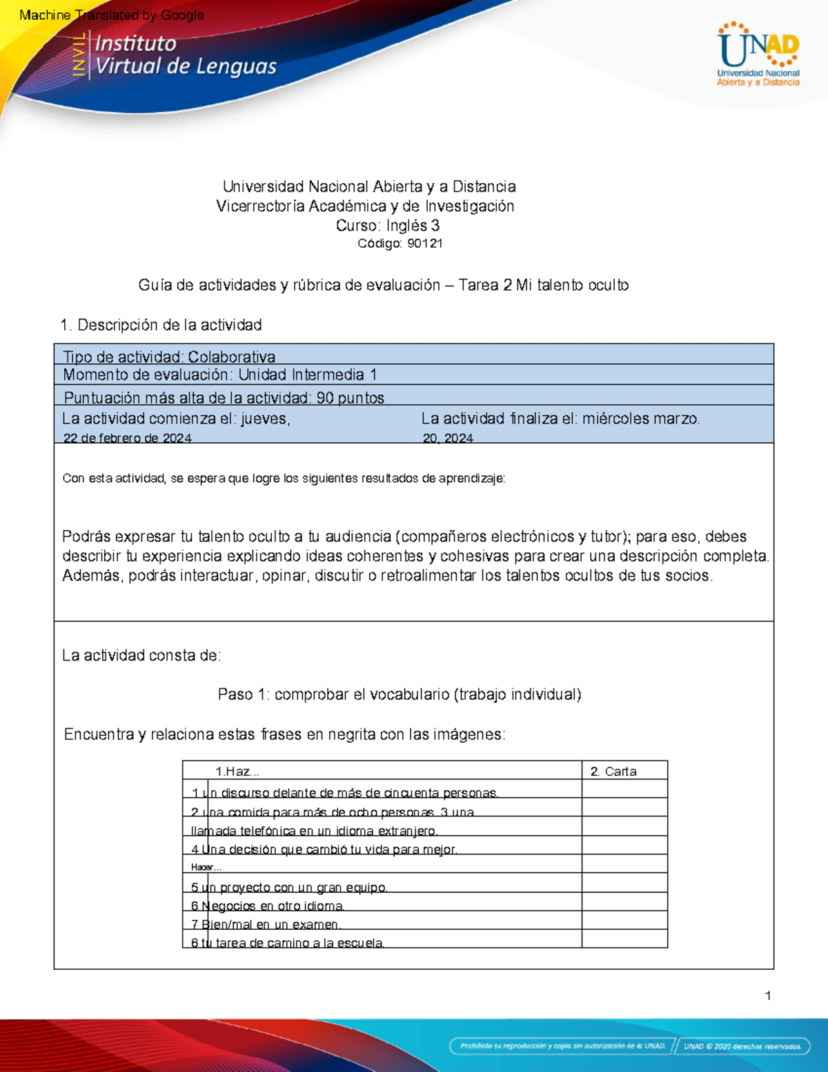 Activity guide and evaluation rubric - Unit 1 - Task 2 - My hidden ...