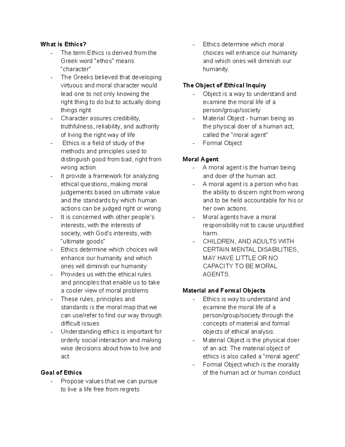 NCM 111 Transes updated - What is Ethics? - The term Ethics is derived ...