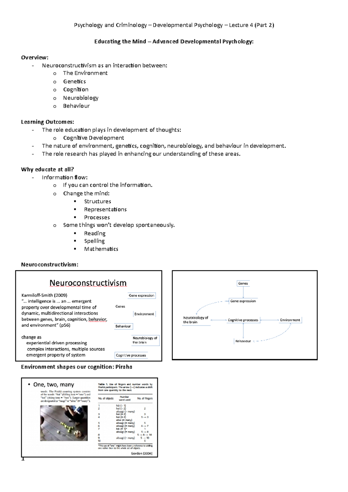 Lecture 4 (Part 2) - Developmental - Educating the Mind – Advanced Developmental Psychology ...