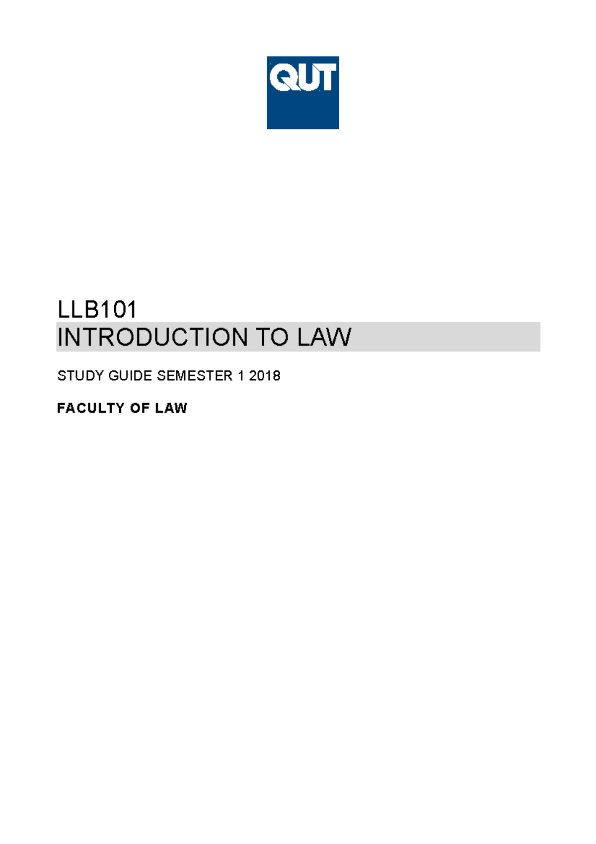 LLB101 Introduction to Law - LLB INTRODUCTION TO LAW STUDY GUIDE ...
