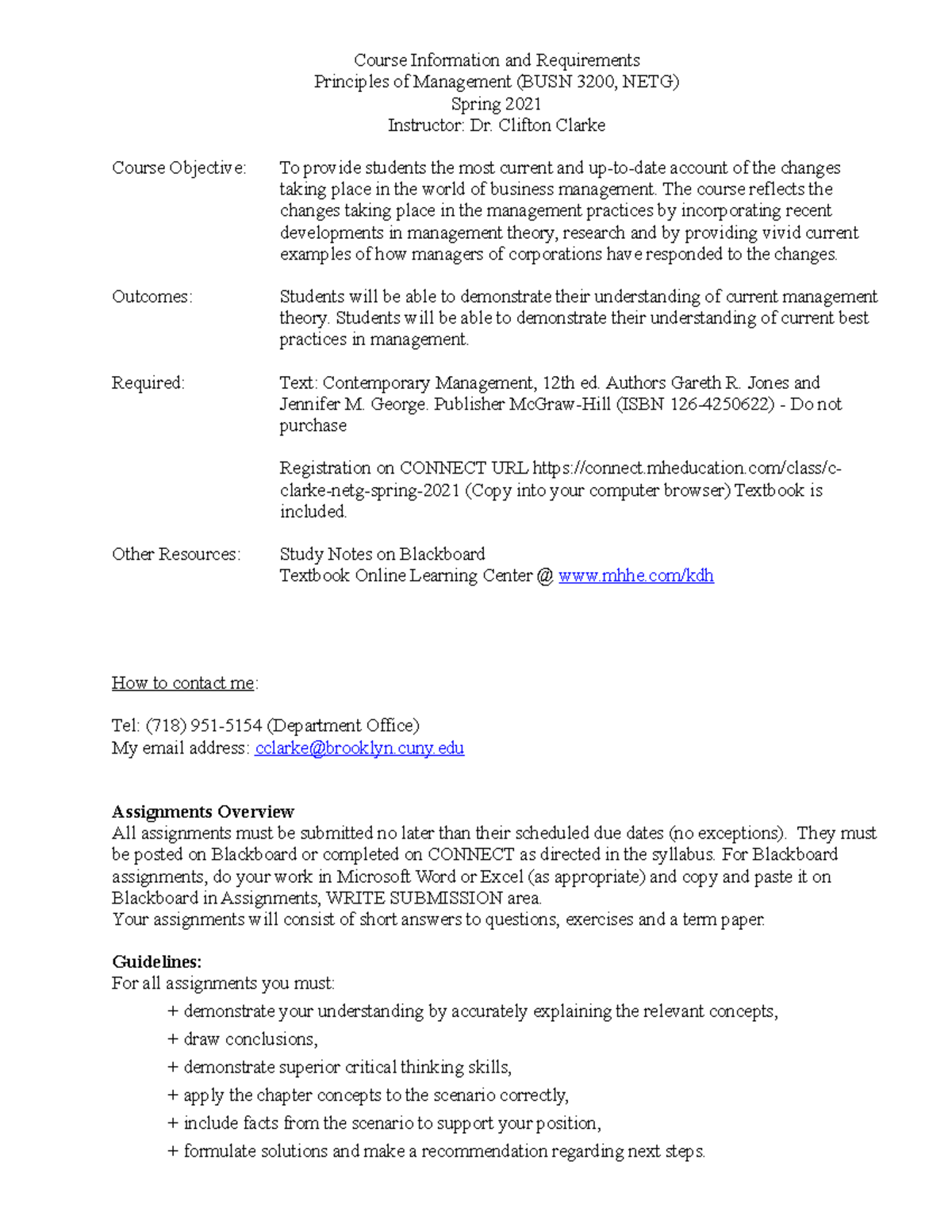 Course Outline Principles of Management (BUSN 3200, NETG) Spring 2021(1 ...