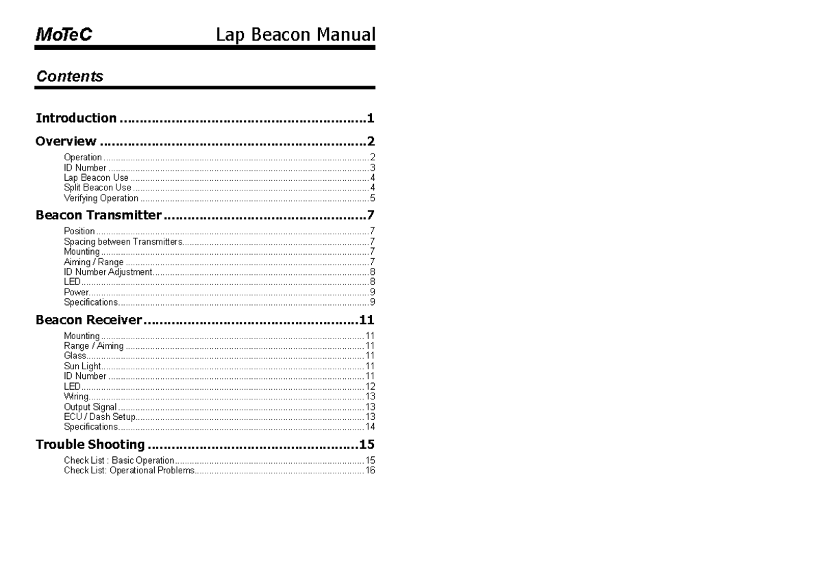 Lap Beacon Manual A5 - Proba - MoTeC Lap Beacon Manual Contents ...