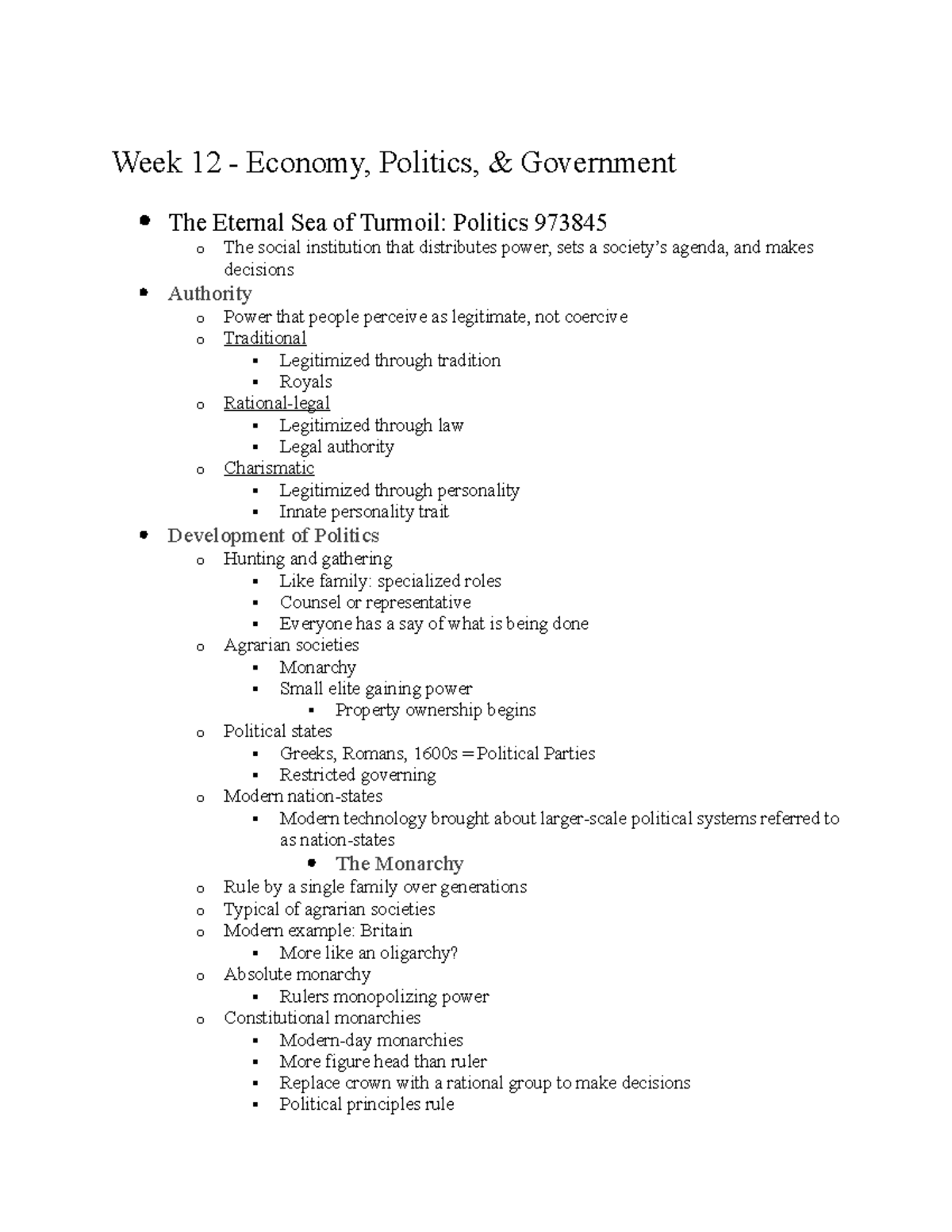 Economy, Politics, and Government 12 - Week 12 - Economy, Politics ...