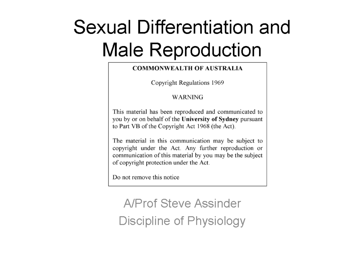 Sexual differentiation and male reproduction 2020 - Sexual ...