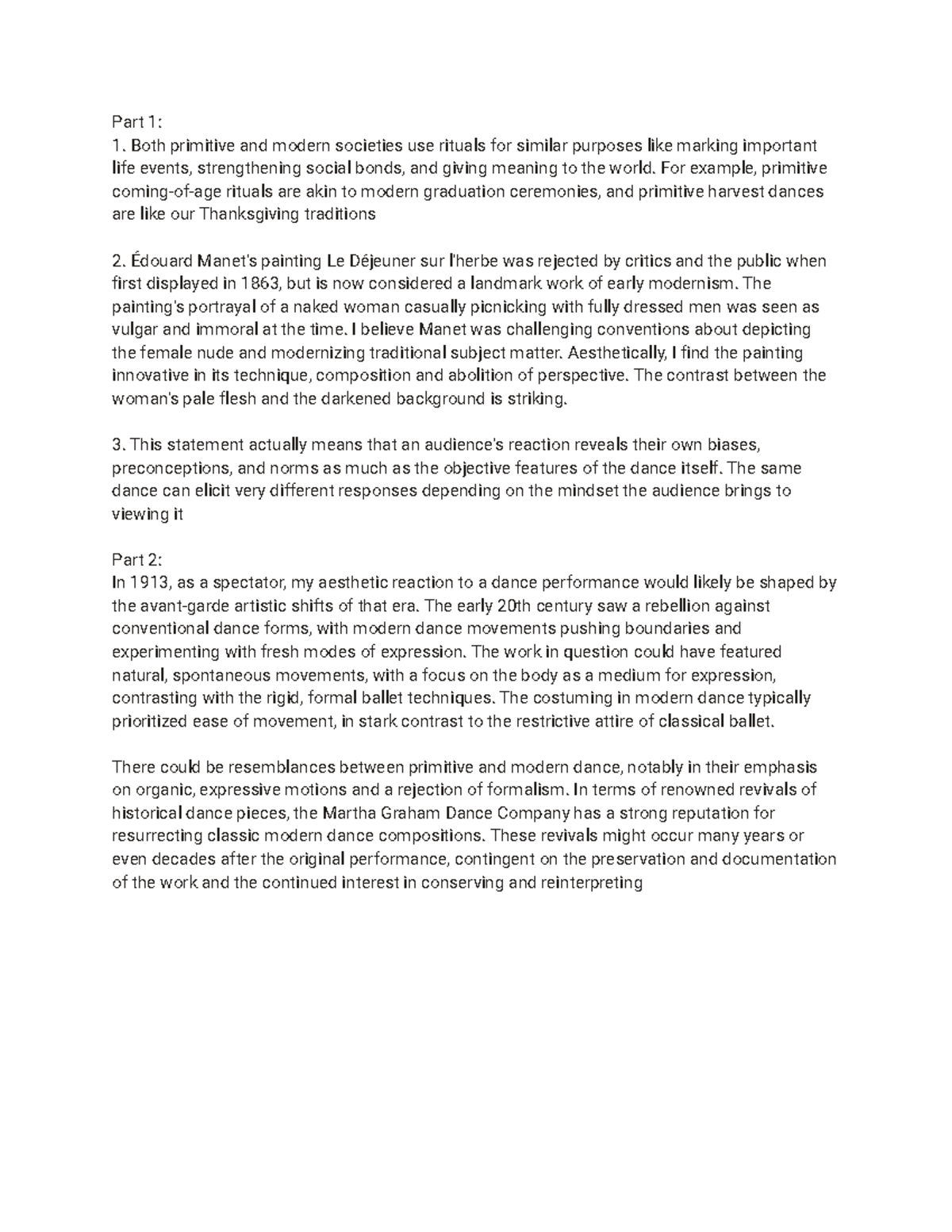 Dance completion 1 - homework - Part 1: Both primitive and modern ...