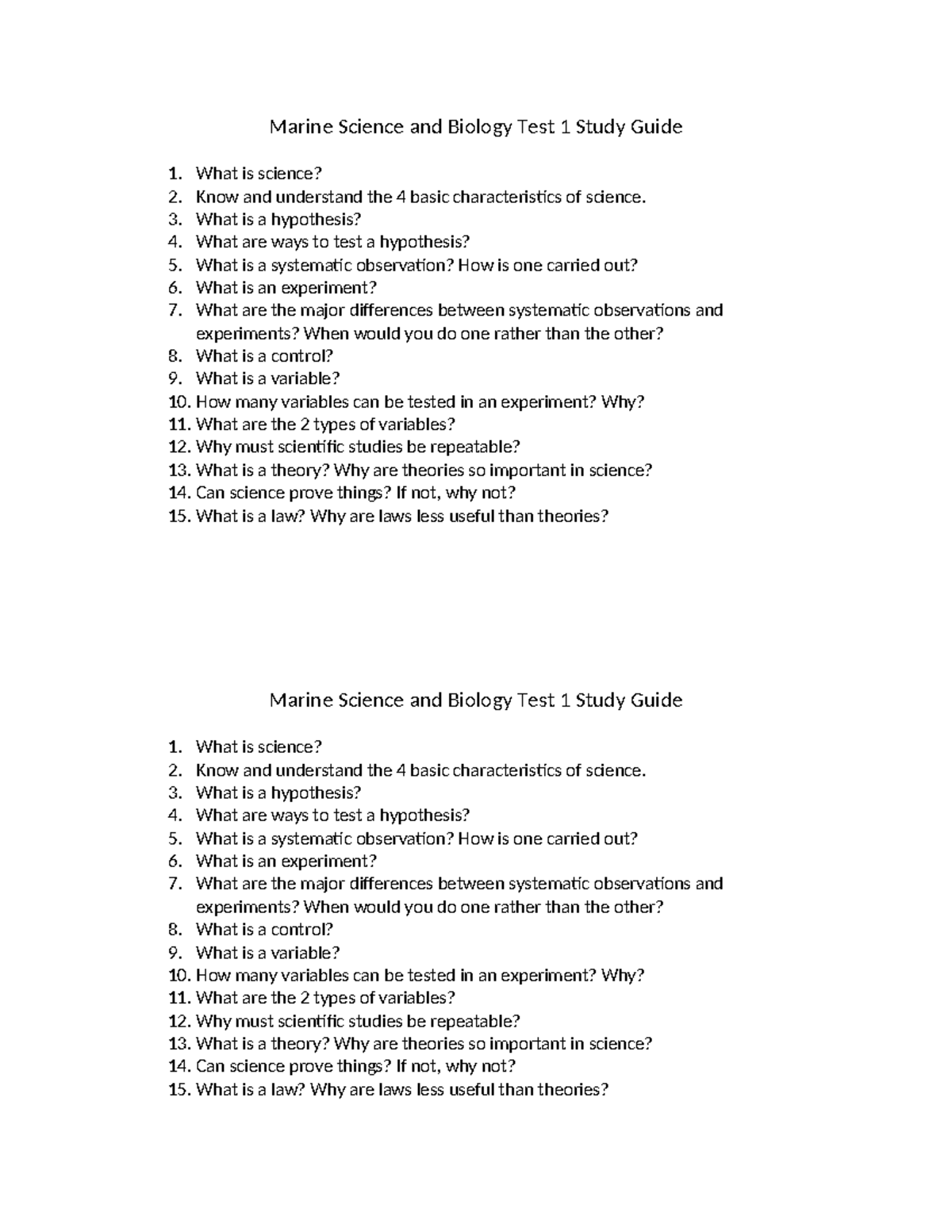 Mar Sci and Bio Test 1 Study Guide - Marine Science and Biology Test 1 ...