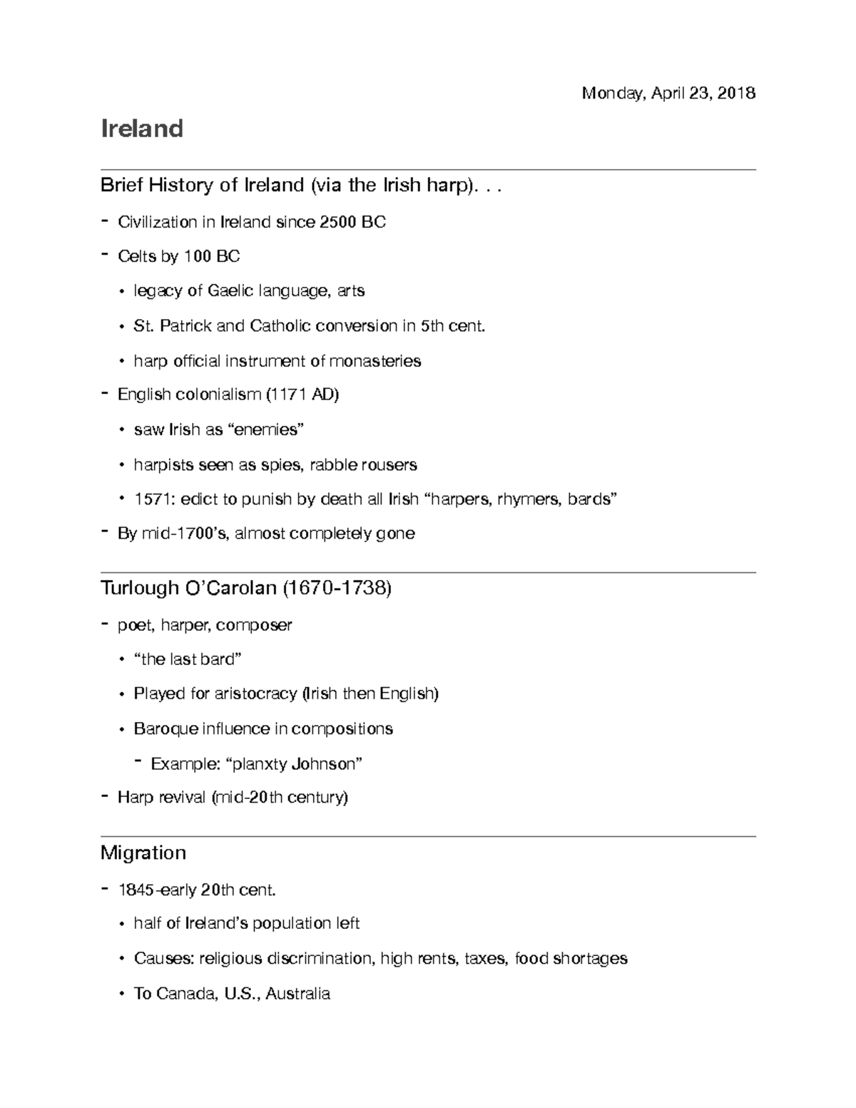 Study guide for final test world music - Ireland Brief History of ...