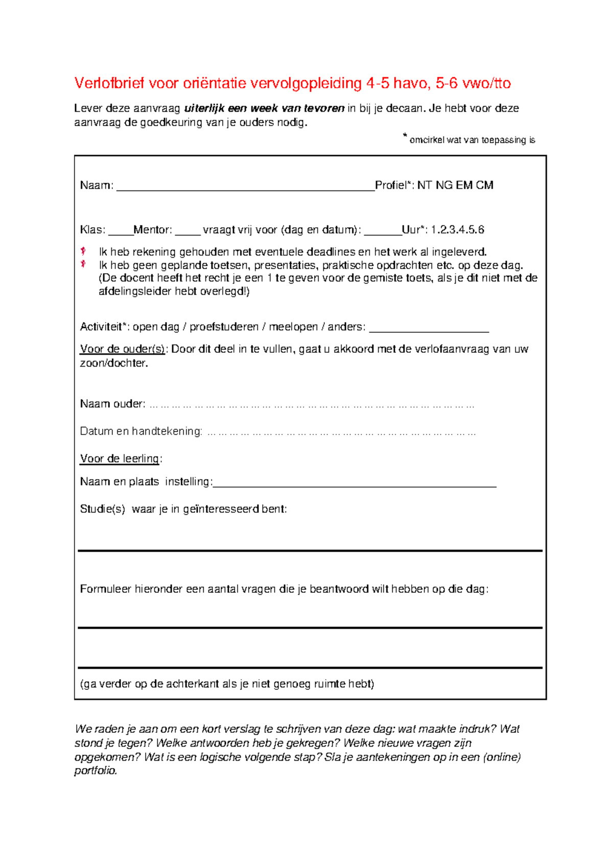Verlofbrief 4 5 havo 5 6 vwo 13 9 22 003 - Verlofbrief voor oriëntatie ...
