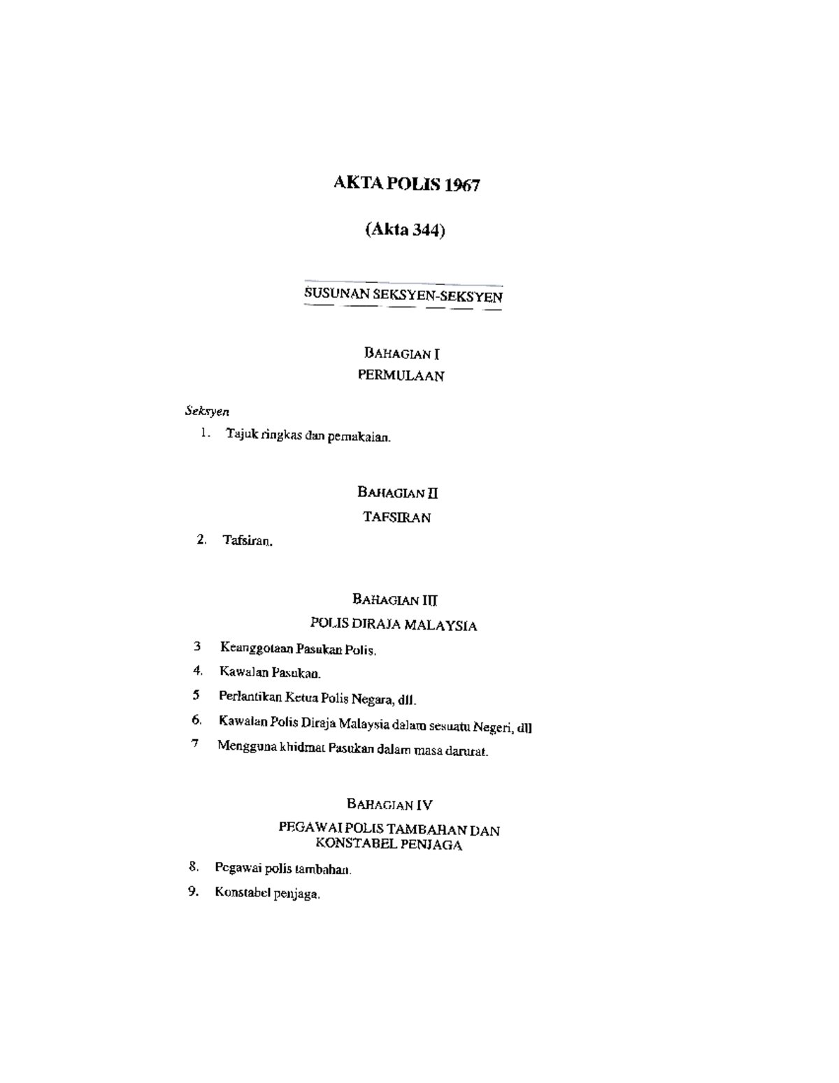 Akta-polis - Undang-Undang Jenayah - AKTA POLIS 1967 (Akta 344) SUSUNAN ...