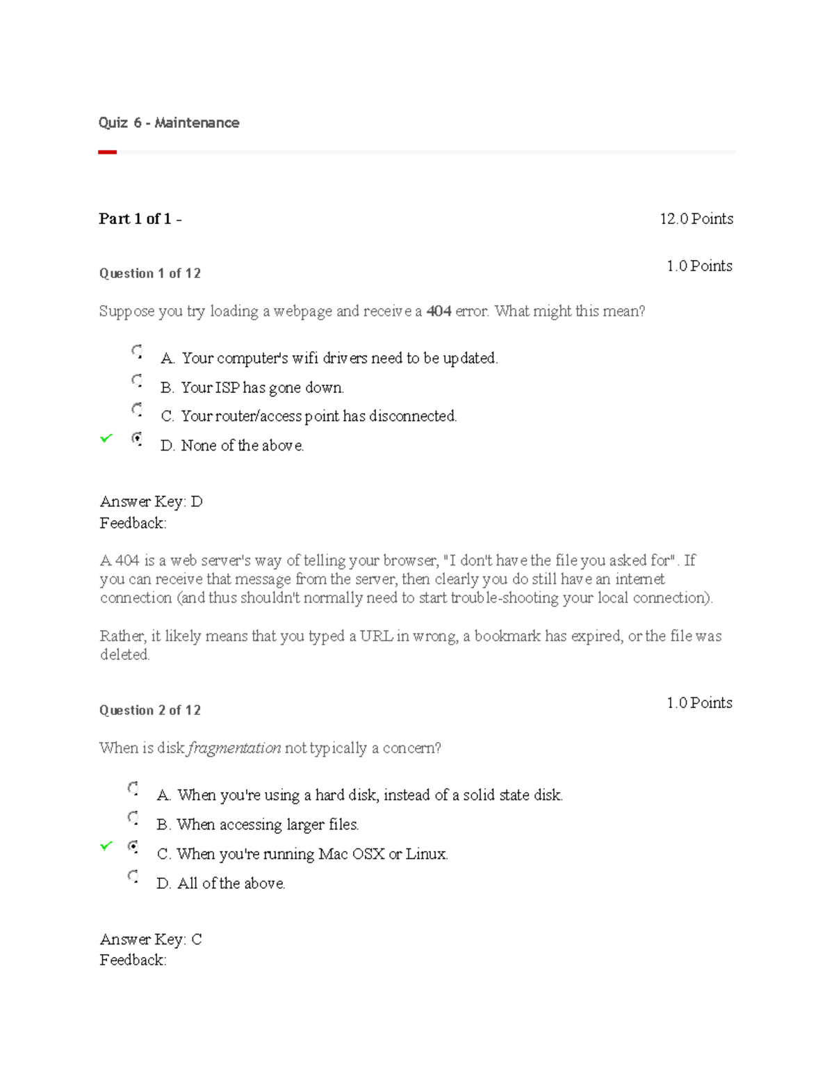 Quiz-6-maintenance - Practice quiz Professor Earl Foxwell - Quiz 6 ...