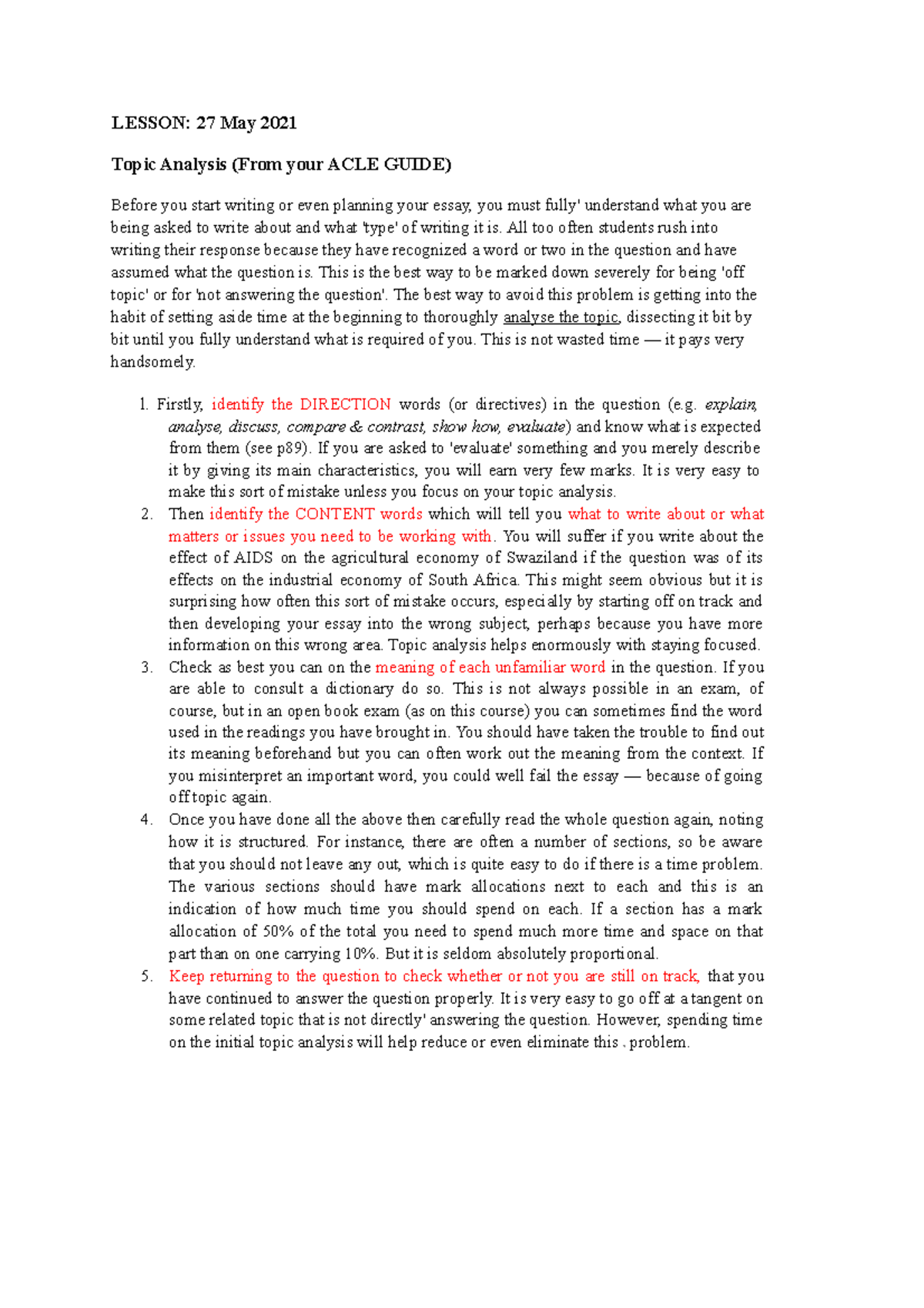 Topic Analysis- 18. 10. 2022 - LESSON: 27 May 2021 Topic Analysis (From ...