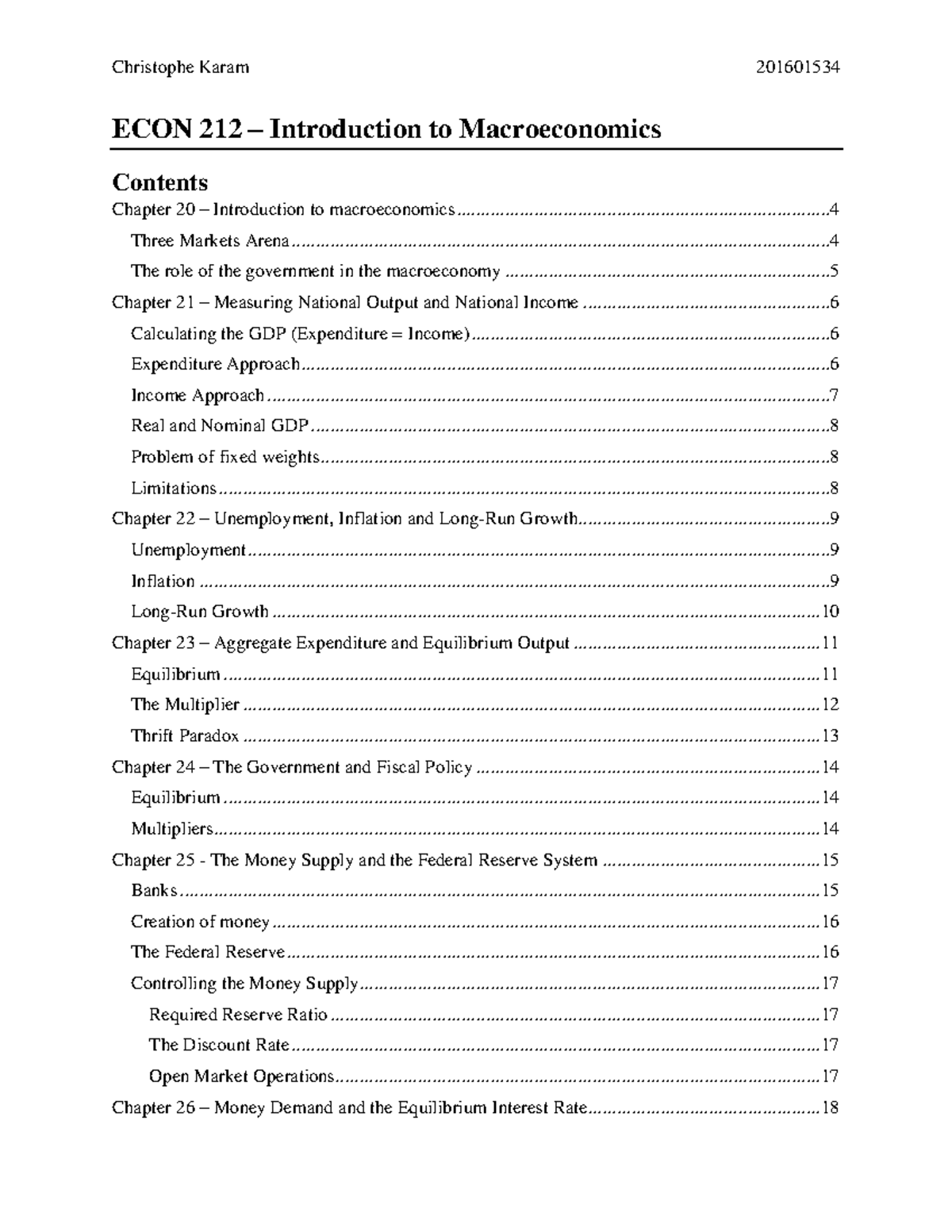 ECON 212 - Course Summary - ECON 212 – Introduction to Macroeconomics ...