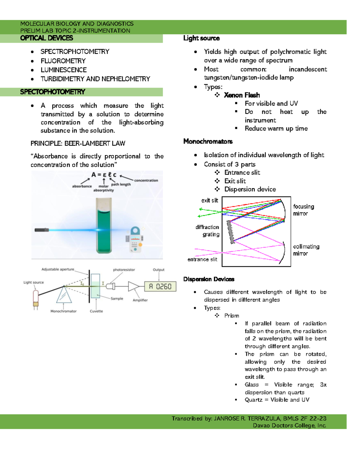 Prelim LAB Topic 2- Instrumentation - PRELIM LAB TOPIC 2-INSTRUMENTATION Transcribed by: JANROSE ...