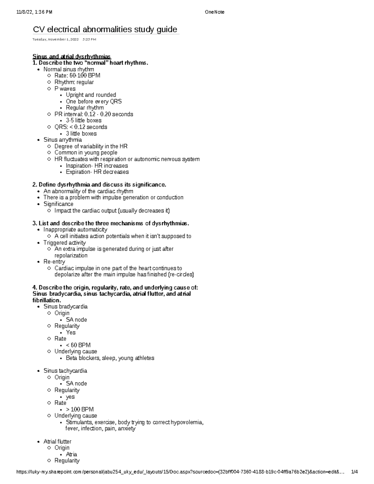 Cardiovascular study guide - CV electrical abnormalities study guide ...
