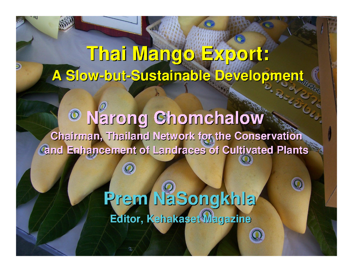 Thai mango export A slow-but-sustainable development - Thai Mango ...