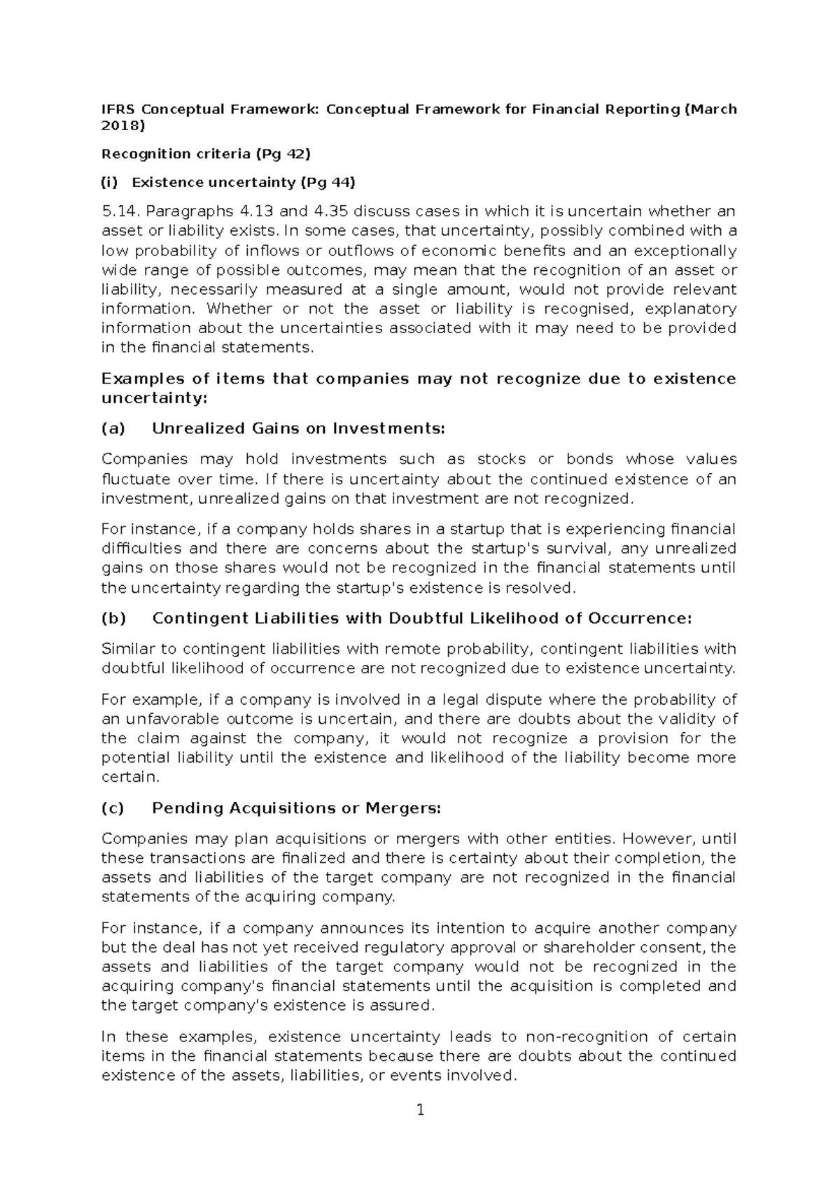 IFRS Conceptual Framework Existence & Measurement Uncertainty - IFRS ...