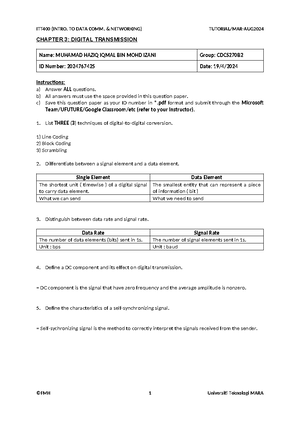 Revision CHAP 5 - transmission media - ITT400 (INTRO. TO DATA COMM. & NETWORKING) - Studocu