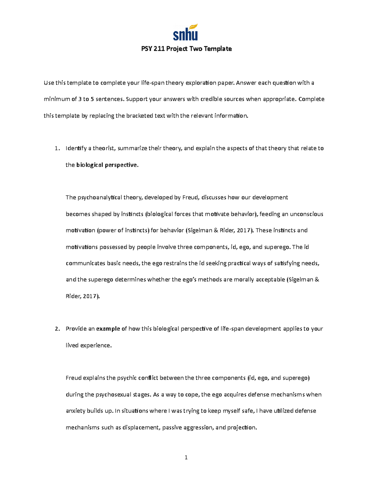 PSY 211 Project Two Template - PSY 211 Project Two Template Use this template to complete your ...