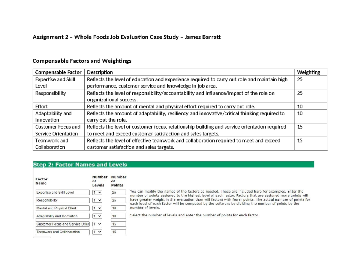 Assignment 2 – Whole Foods Job Evaluation Case Study – James Barratt ...