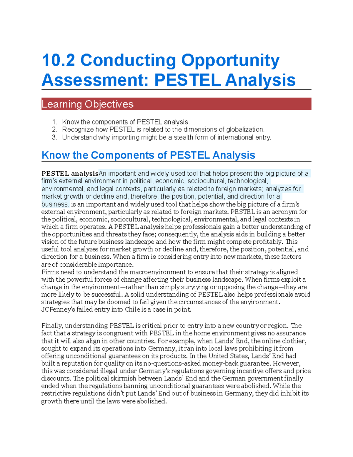 10.2 Pestel Analysis - 10 Conducting Opportunity Assessment: PESTEL ...
