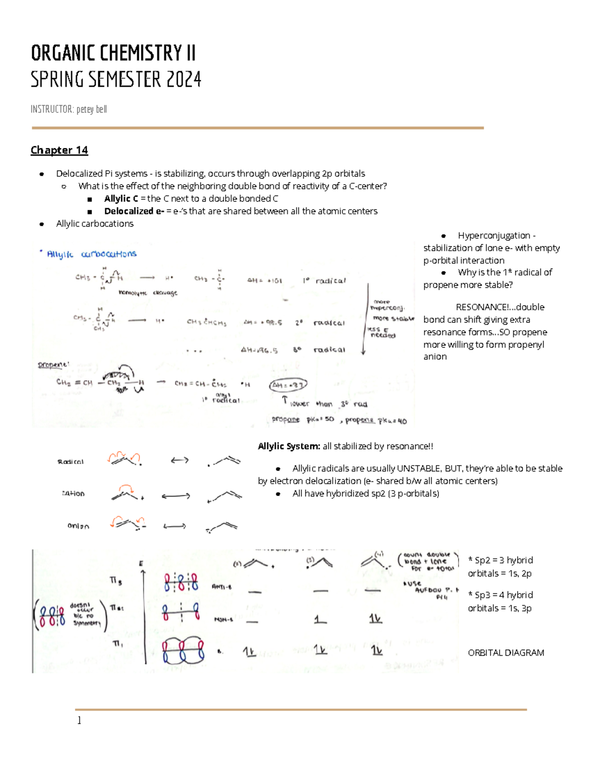 Orgo 2 final - ORGANIC CHEMISTRY II SPRING SEMTER 2024 INSTRUCTOR ...