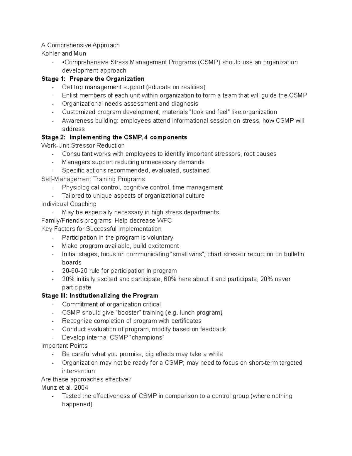 Organizational Psych Unit 4 - A Comprehensive Approach Kohler and Mun ...
