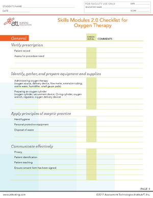 NG tube skill checklist - EDUCATOR IMPLEMENTATION GUIDE PAGE 1 STUDENT ...