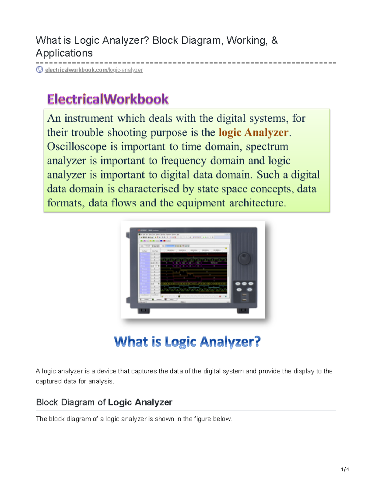 What Is Logic Analyzer Block Diagram Working Amp Applications What Is