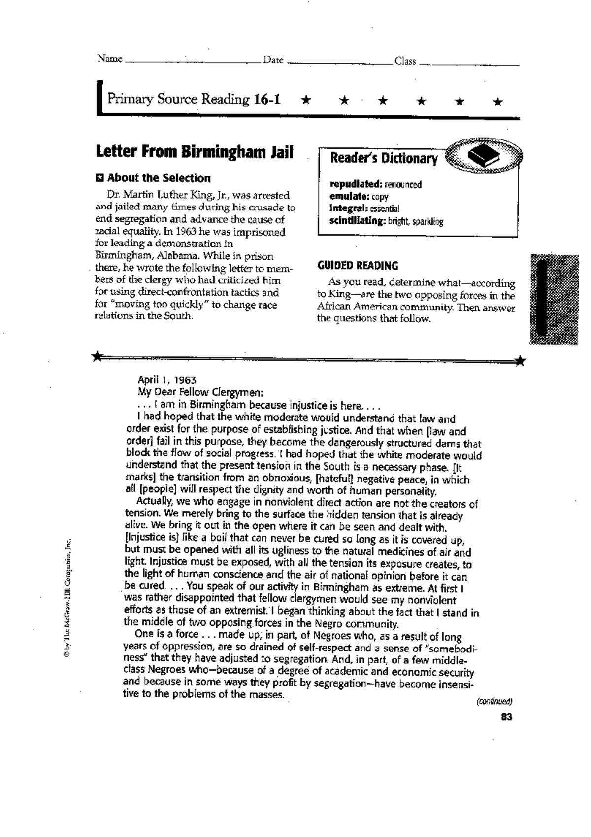 18.2 - Letter From a Birmingham Jail - Studocu