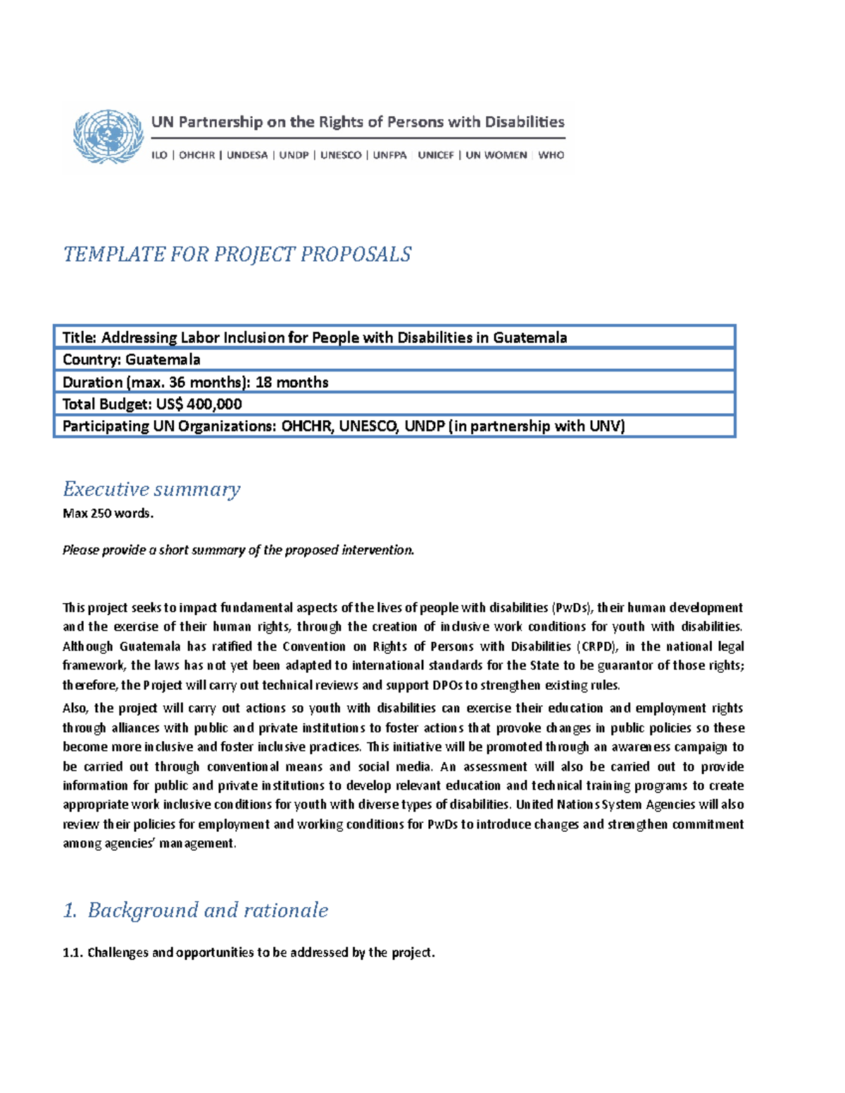 Guatemala project proposal final - TEMPLATE FOR PROJECT PROPOSALS Title ...