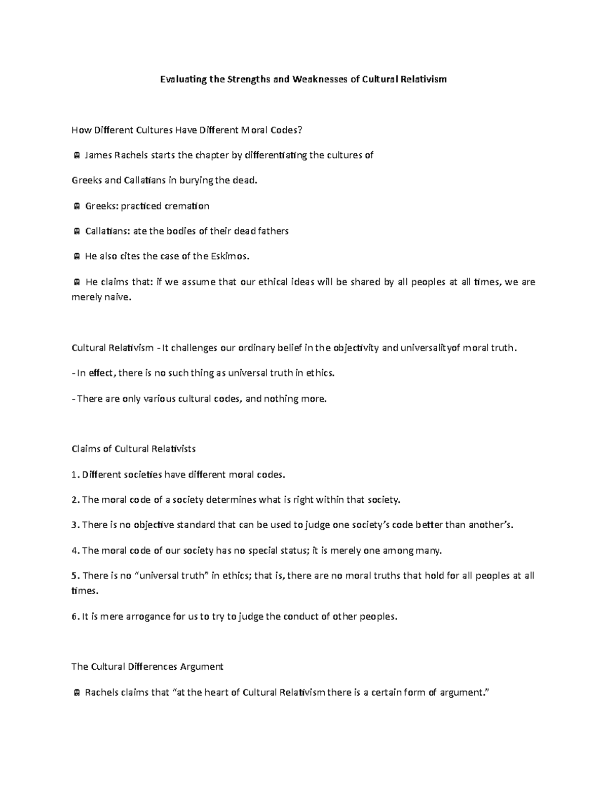 Strengths and Weaknesses of Cultural Relativism - Greeks: practiced ...