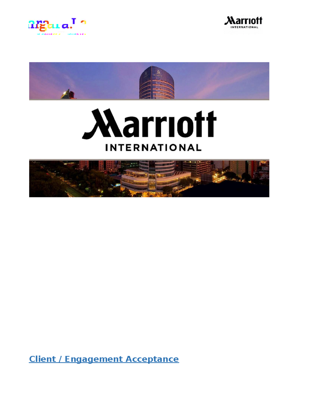 RAMP Assigment- Marriott International - Client / Engagement Acceptance ...
